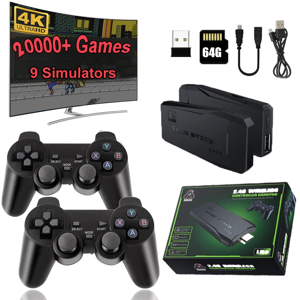 M8 Video Game Console 4K HD Built-in 20000 Games For PS1/FC/GBA Wireless Controller TV Game ...