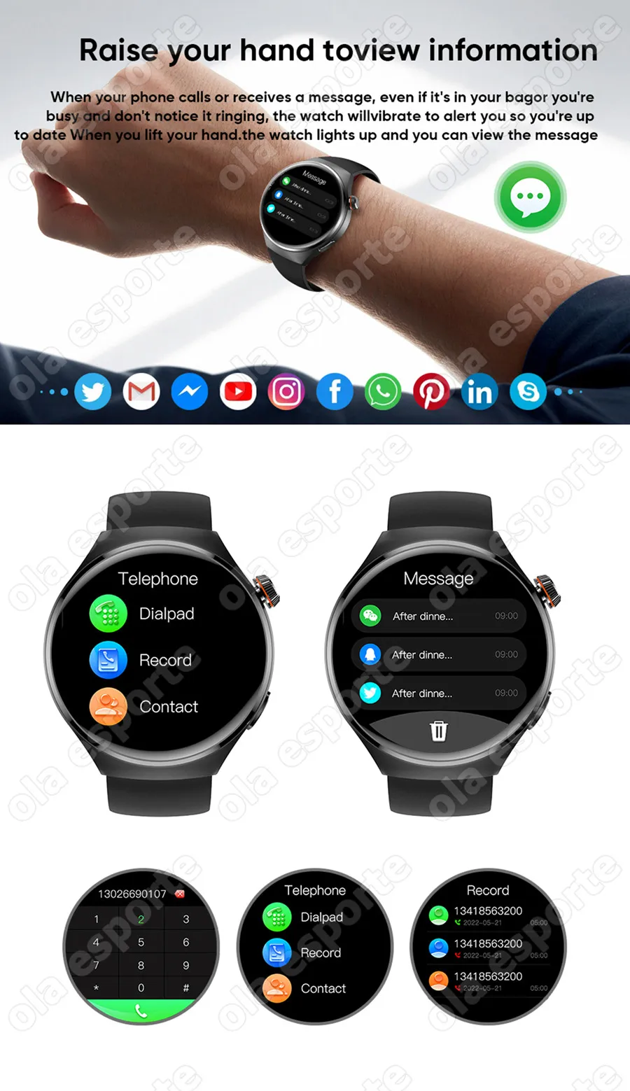 SmartWatch AMOLED Color Screen High-Precision GPS Turn Wrist Shine ...