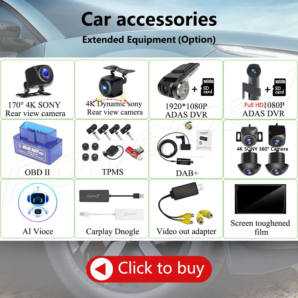 Car Accesorries Elm327 OBD Bluetooth TPMS Wireless Apple Carplay DAB+ ...