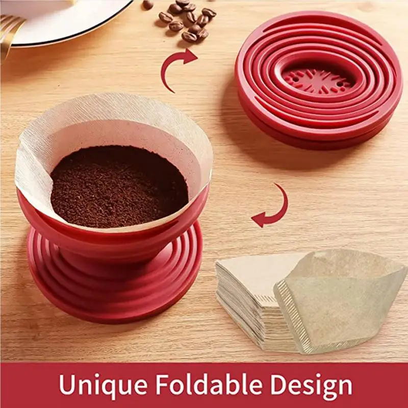 Collapsible-Silicone-Coffee-Dripper-Filter-Reusable-Cone-Drip-Cup-Easy ...