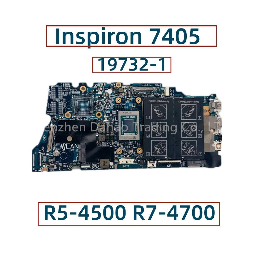 For DELL Inspiron 7405 Laptop Motherboard With AMD R5-4500 R7-4700 CPU ...