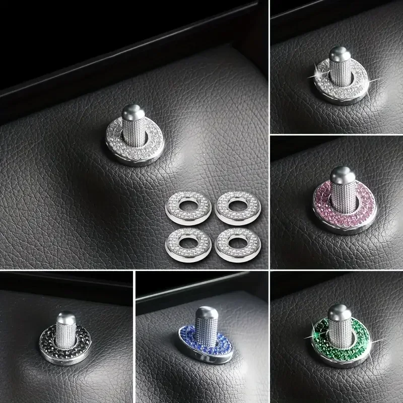 4Pcs-Car-Door-Bolts-Door-Lock-Pin-Cover-Glitter-Artificial-Diamond-Auto ...