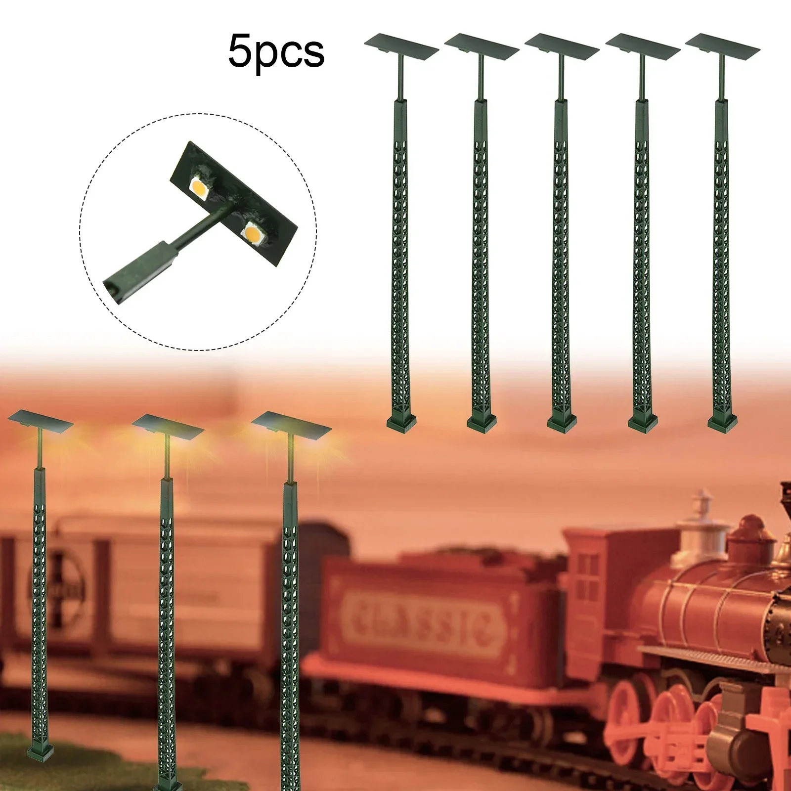 5pc Lamp Model Railway Light Lattice Mast Light Gauge H0 Lights Layout ...