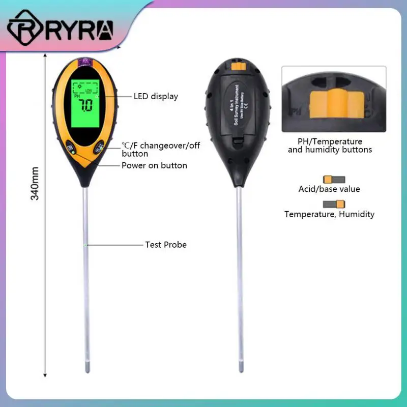 4 In 1 For Gardening Plants Farming Soil Ph Meter Professional Soil Ph ...