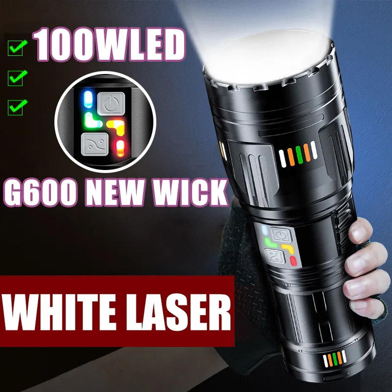 Potente linterna LED de 100W, linterna de emergencia superbrillante de ...