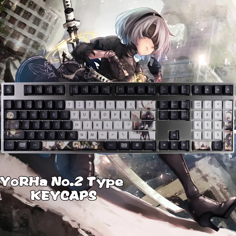 Nier:automata 2B Keycaps decoración de teclado mecánico PBT 108 teclas ...