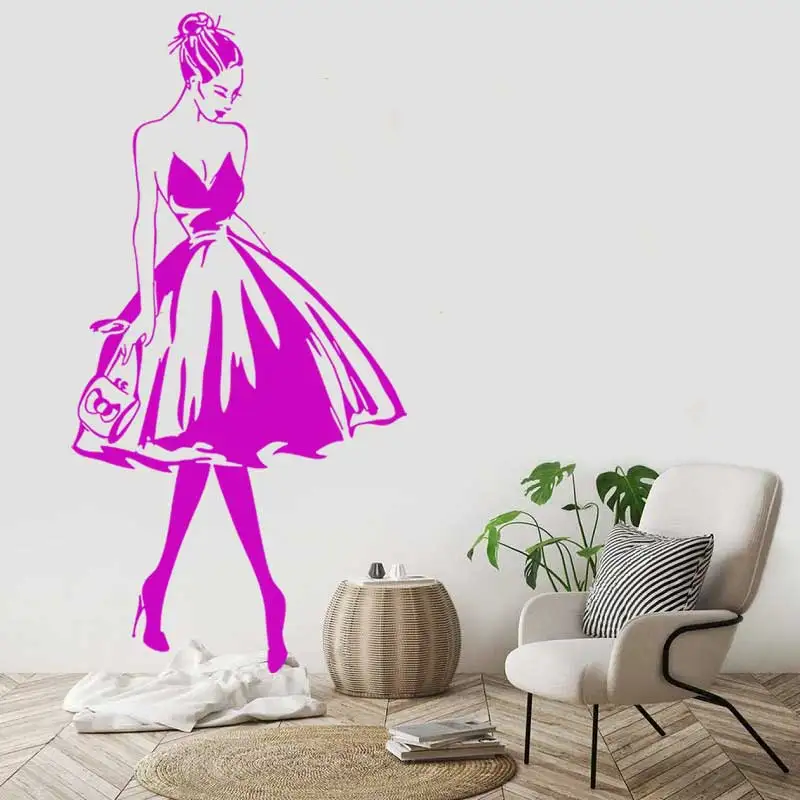 Wall-Decal-Woman-Face-Fashion-Style-Vinyl-Wall-Sticker-Clothing ...
