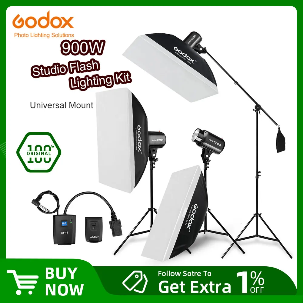 900Ws-Godox-Strobe-Studio-Flash-Light-Kit-900W-Photographic-Lighting ...