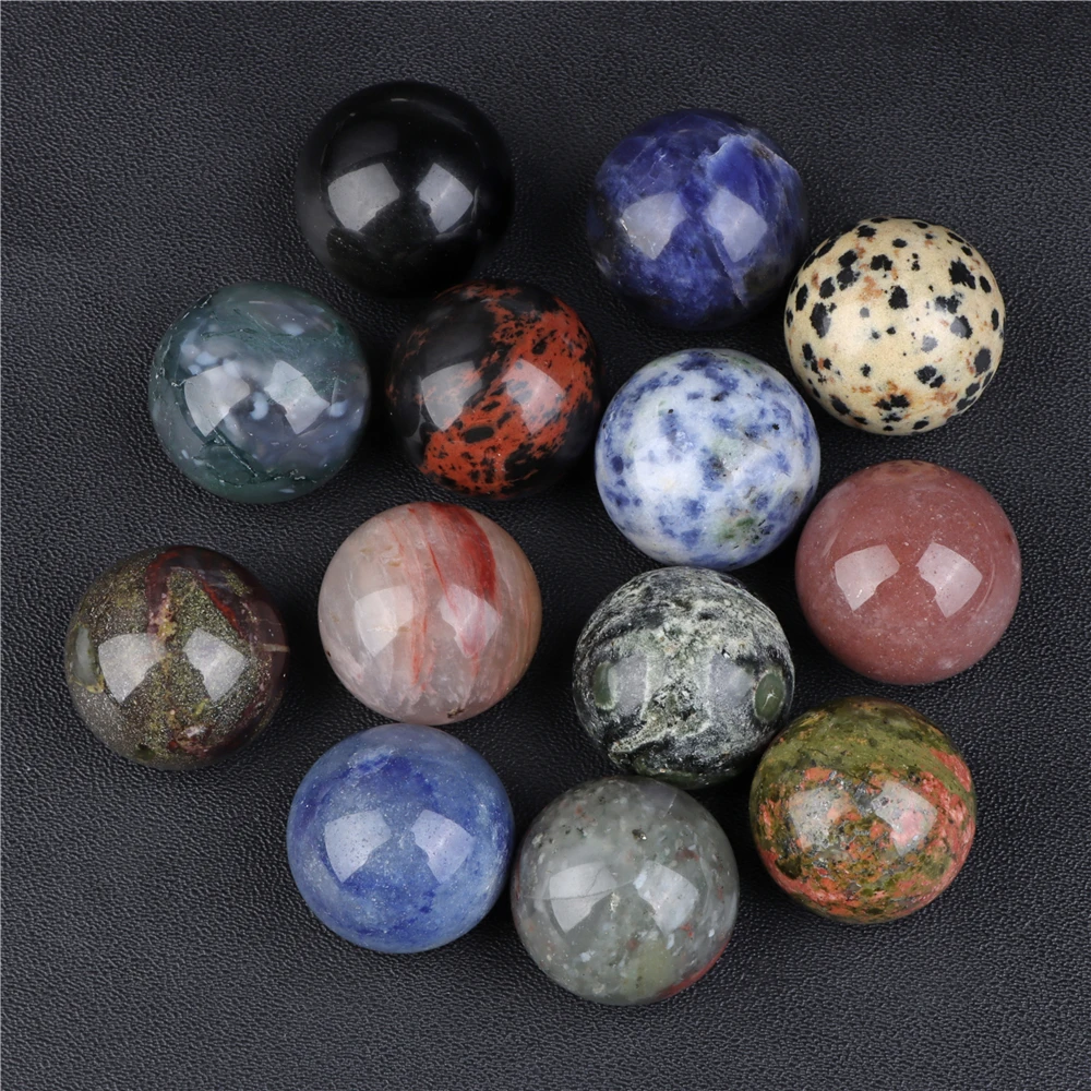 20mm-Natural-Round-Stone-Quartz-Agates-Ball-Smooth-Crystal-Beads-Energy ...