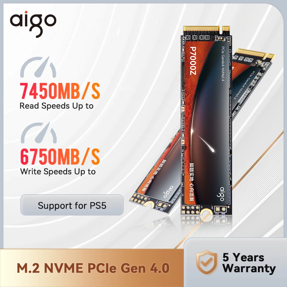 AIGO SSD 하드 드라이브 디스크, M2 2280 NVMe PCIe 512GB, 1TB, 2TB HDD 내장 솔리드 스테이트, 데스크탑 노트북 P7000Z 블랙 ...
