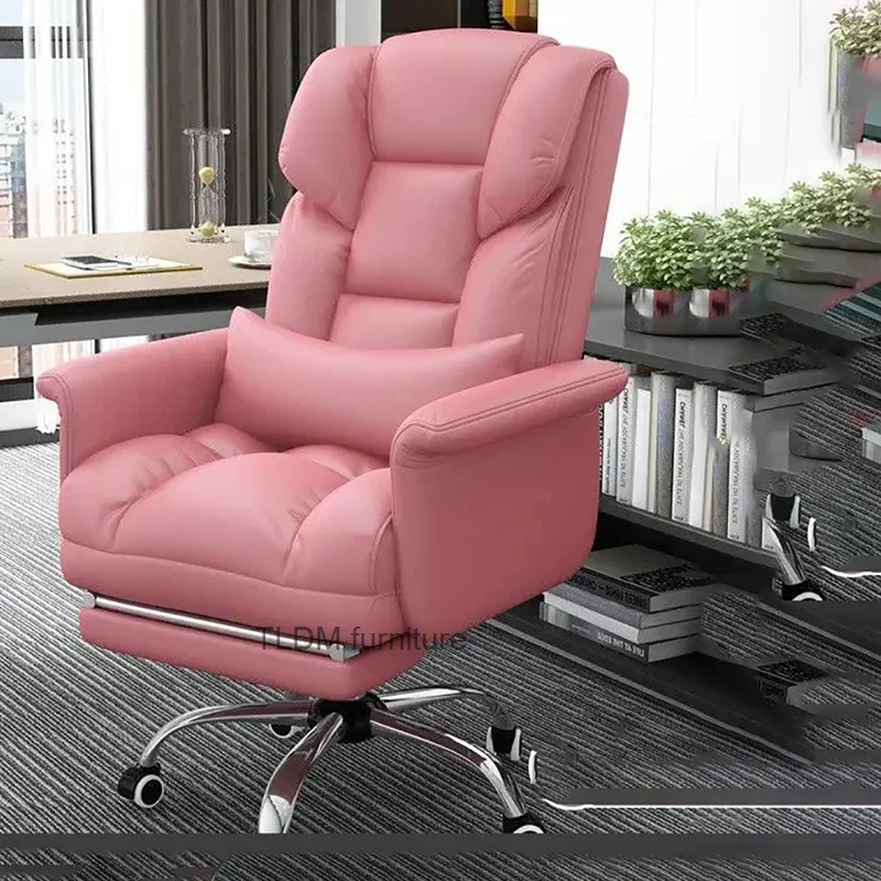 Computer-Pink-Leather-Boss-Business-Office-Chair-Activity-Back ...