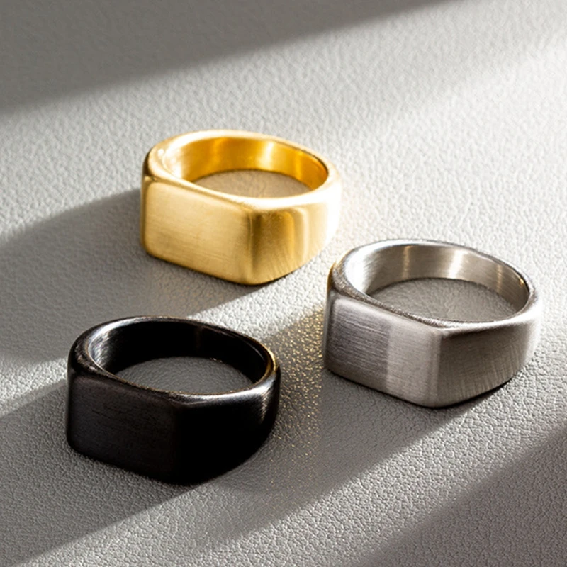 Stainless-Steel-Square-Perfect-Brushed-Rings-for-Men-Knuckles-Brushed ...