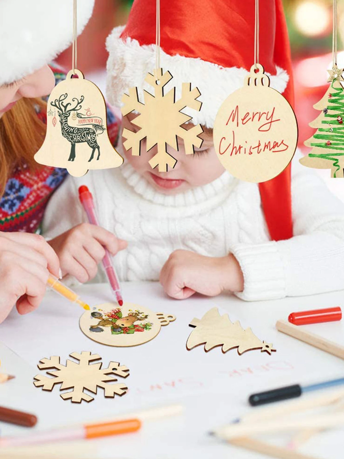 10pcs-Wood-DIY-Christmas-Pendants-Children-Handwork-Painting-Christmas ...