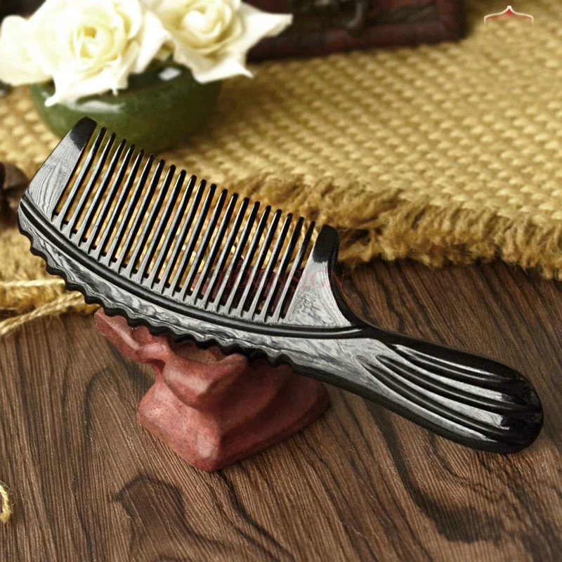 Natural-Cow-Horn-Comb-Natural-Massage-Comb-No-Knots-Straight-Hair ...