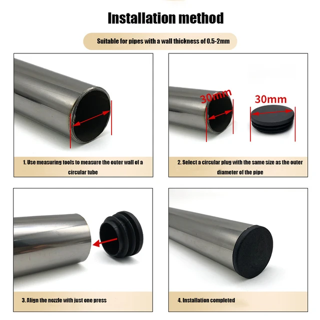 Plastic End Caps For Round Tubing 1.5" Round Black PE Tubing End Cap Steel Furniture Pipe Tube ...