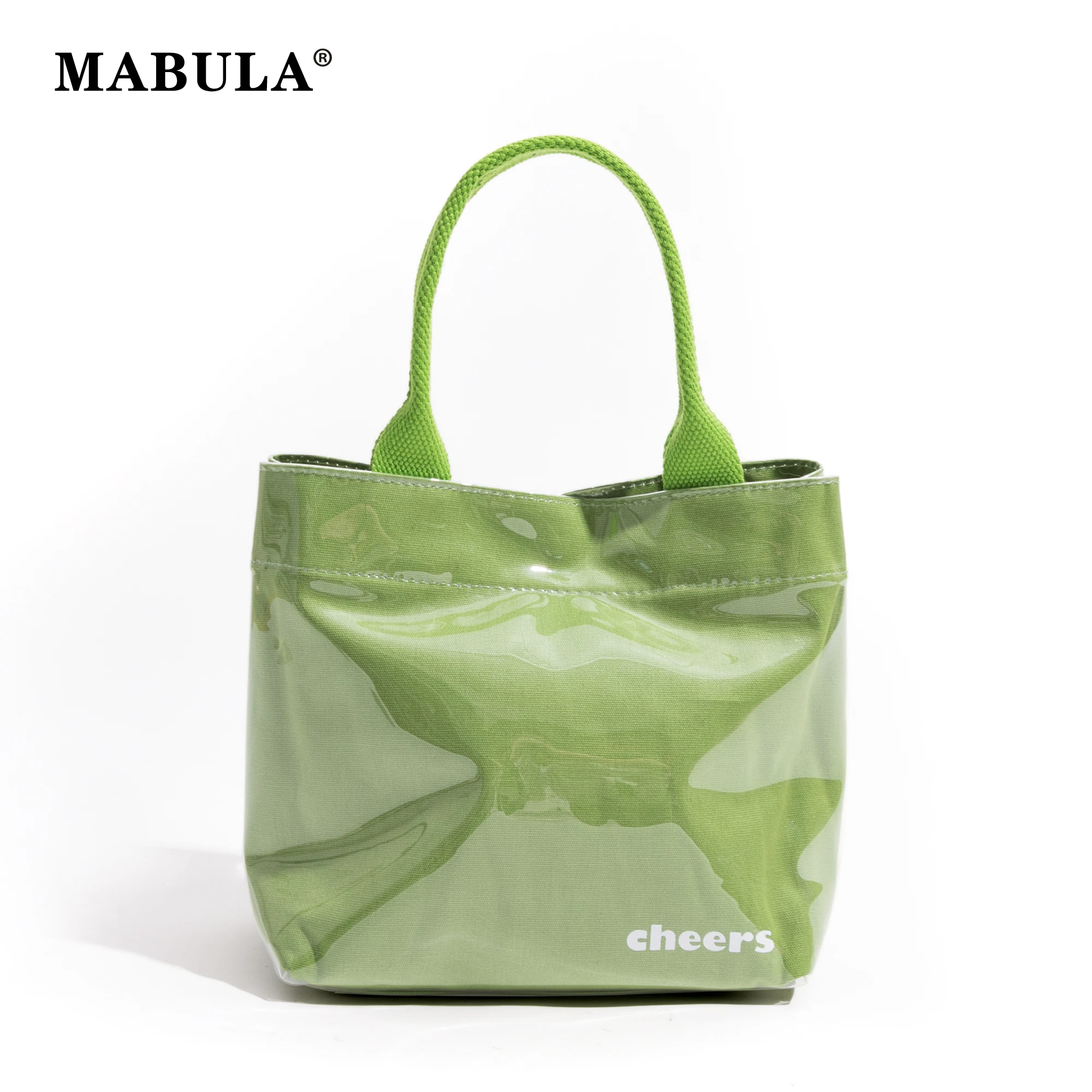 MABULA Waterproof Small PVC Tote Bags Women Simple Design Canvas Top ...