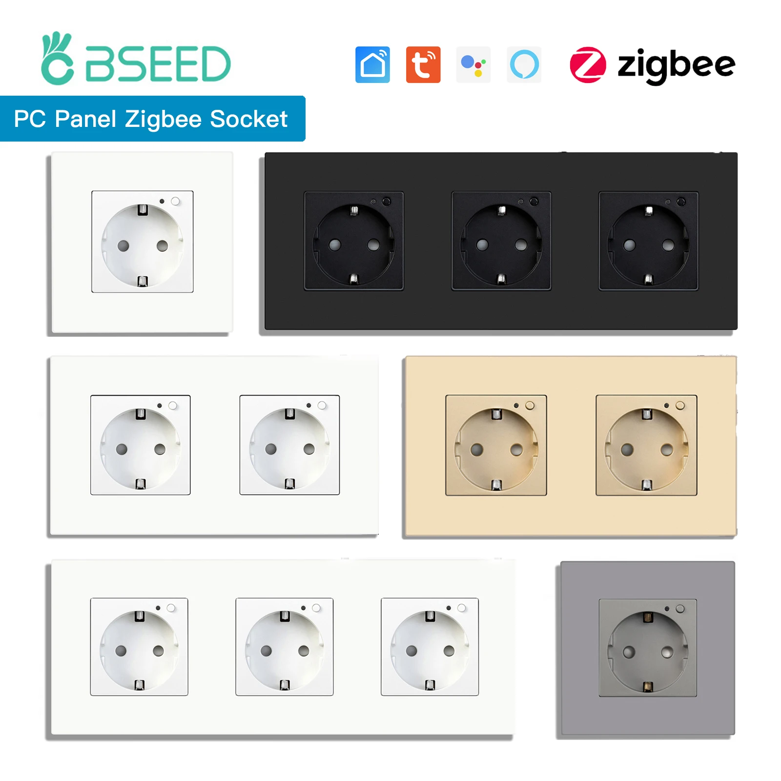 BSEED-ZigBee-Smart-EU-Socket-Double-Power-Socket-Triple-Wall-Socket-PC ...