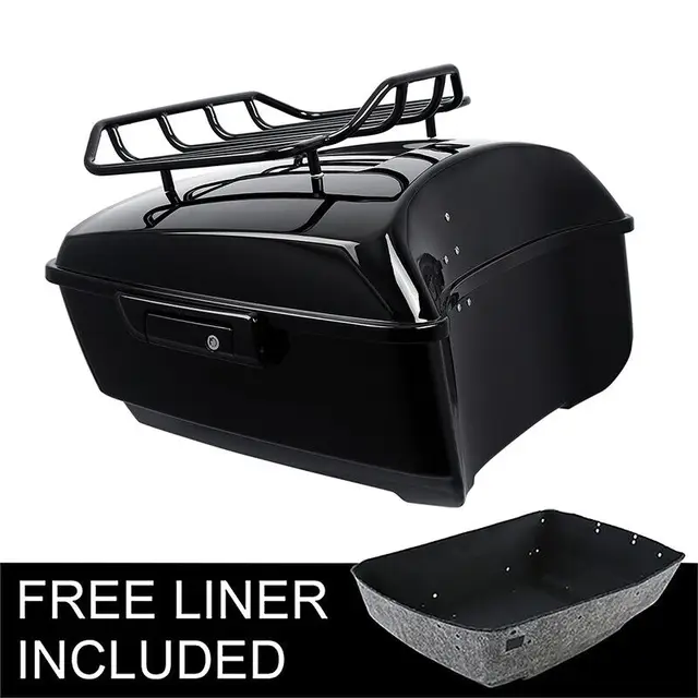 Motorcycle Gloss Black King Pack Trunk Luggage Rack For Harley Tour Pak ...