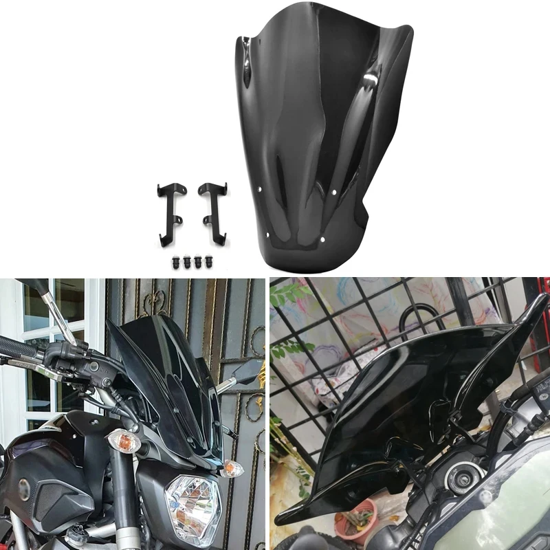 Motorcycle-Windshield-Windscreen-with-Mounting-Bracket-For-Yamaha-MT07 ...