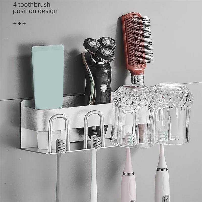 Wall-Mounted-Toothbrush-Rack-Aluminium-Alloy-Toothpaste-Storage-Rack ...