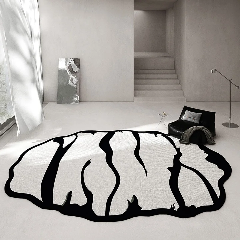 Nordic-Style-Living-Room-Decoration-Black-White-Carpet-Modern-Luxury ...