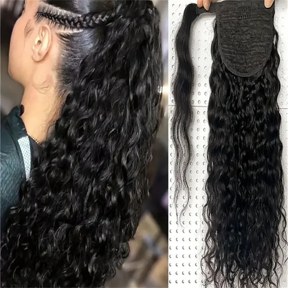 Hair-Kinky-Curly-Natural-Color-Wrap-Around-Human-Hair-Magic-Paste ...