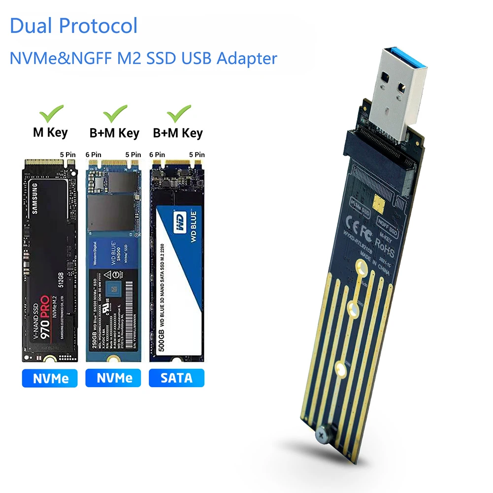 M.2 Usb Adapter Dual Protocol Nvme Sata M2 Ssd Board Usb3.1 For Samsung ...