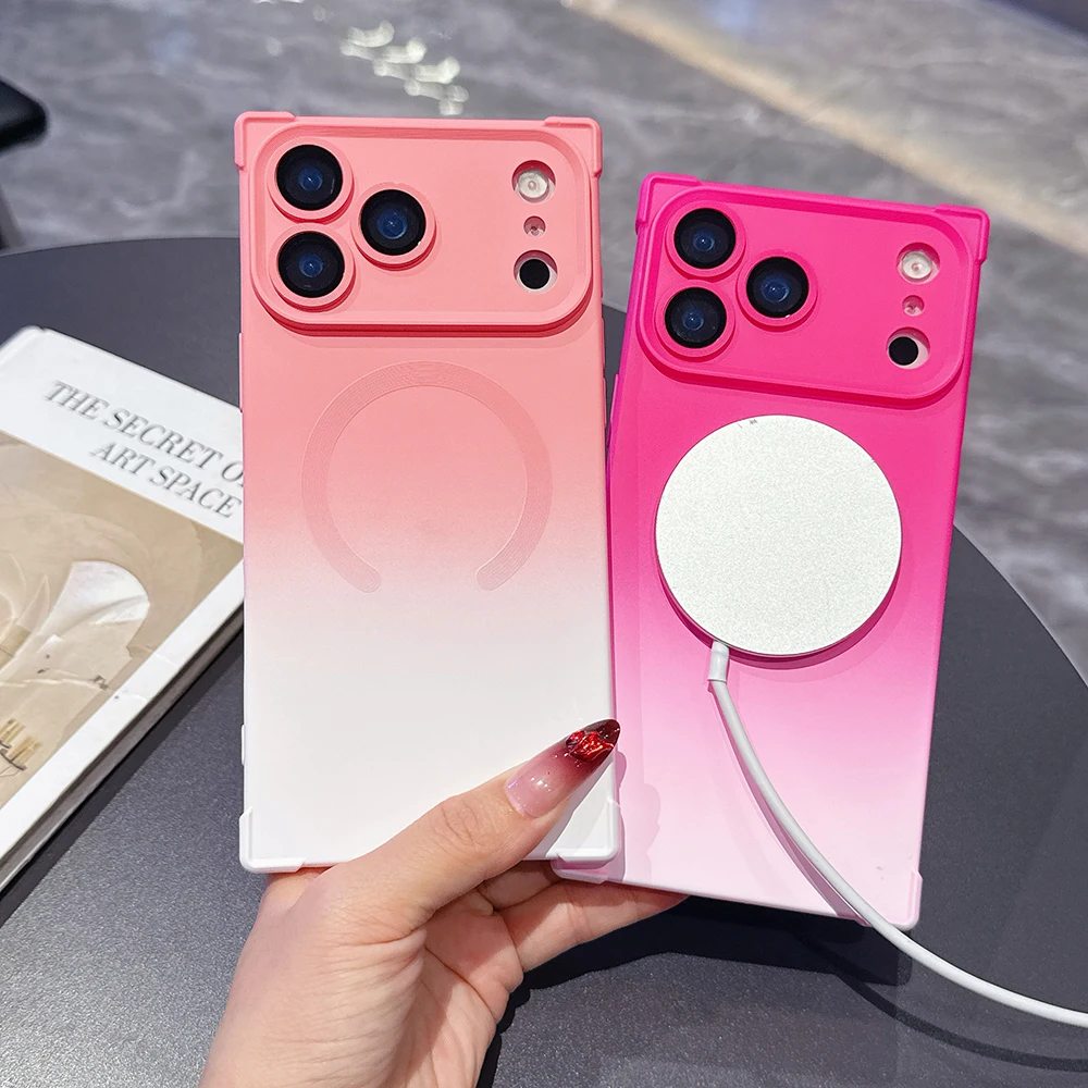 Rectangular Wireless Charge Magnetic Gradient Case for IPhone 13 14 15 ...