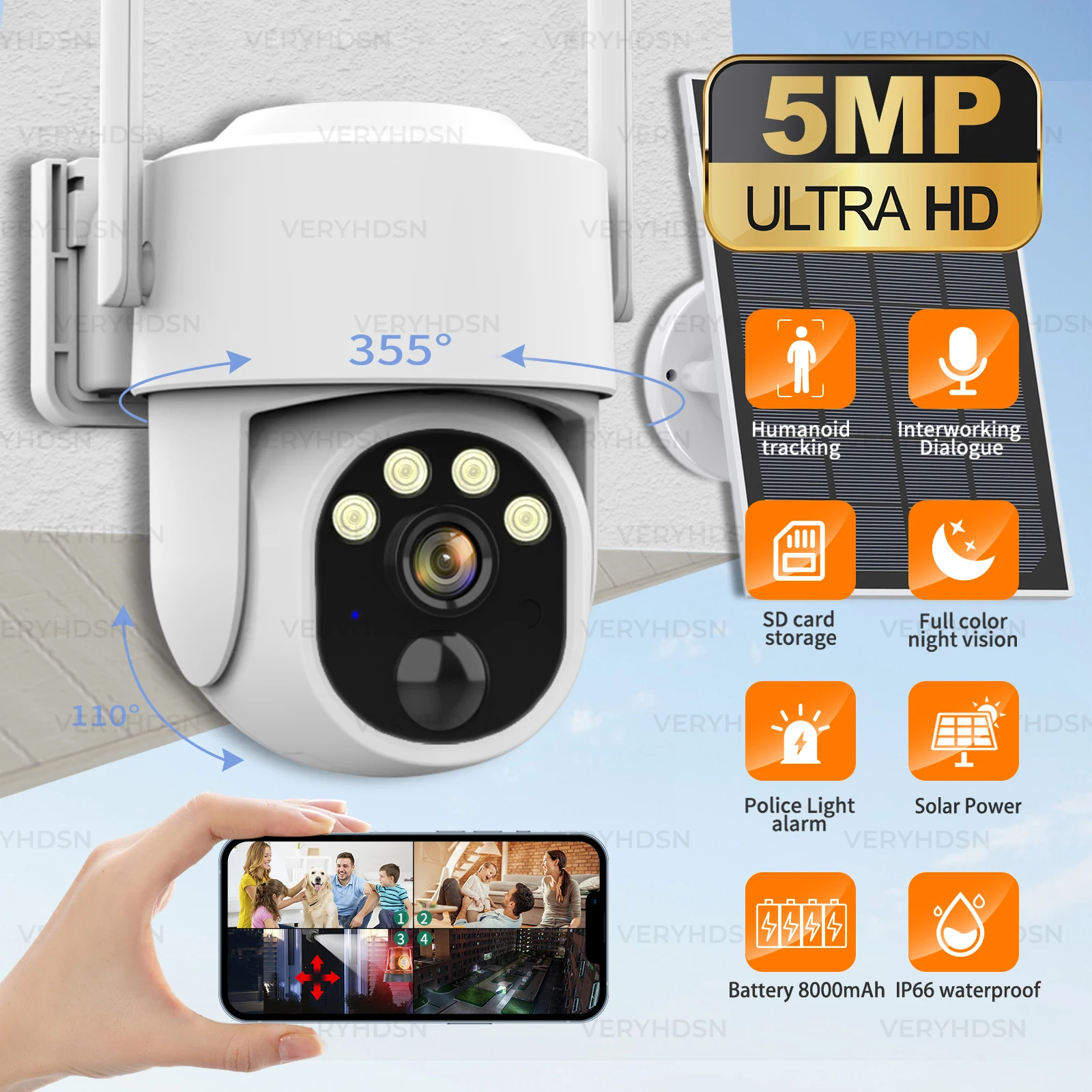 5MP-Solar-Camera-WiFi-CCTV-Surveillance-Camera-Waterproof-Night-Vision ...