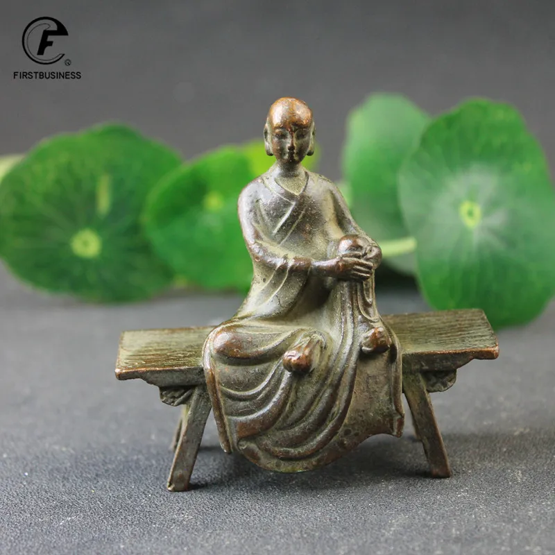Banc-en-cuivre-antique-Bodhisattva-King-Tipitaka-Statue-ornement-de-bureau-figurine-de-bouddha ...