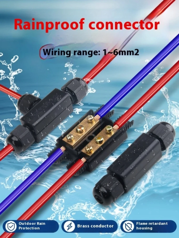 Rainproof terminal T-type docking 1-6 square outdoor pure copper linker ...