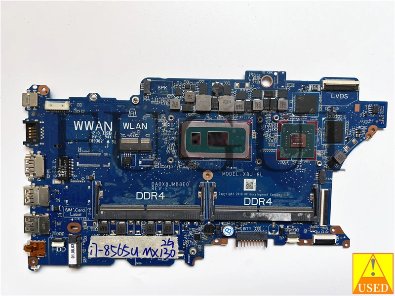 USED-Laptop-Motherboard-DA0X8JMB8E0-L44892-601-FOR-450-G6-with-I7-8565U ...