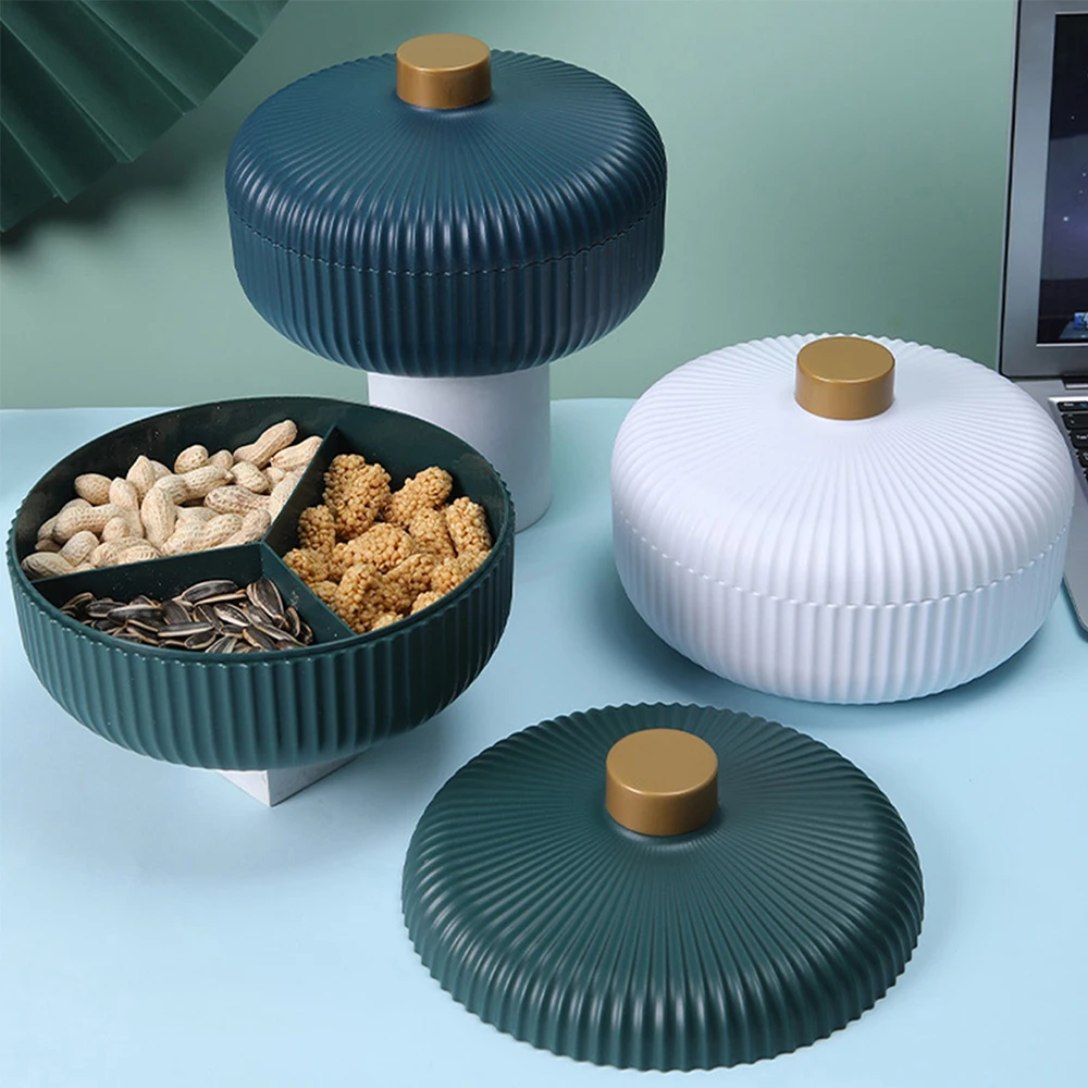 Food Platter Food Storage Tray with Lid 4 Compartment Snack Dried Fruit ...
