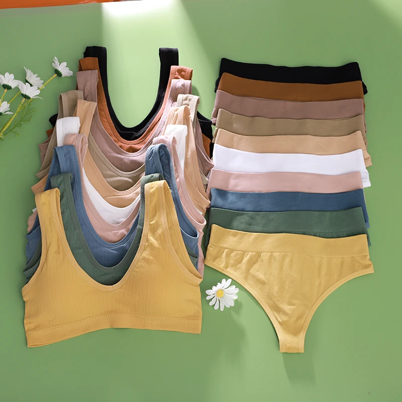 Conjunto de ropa interior Sexy sin costuras para mujer, sujetador ...