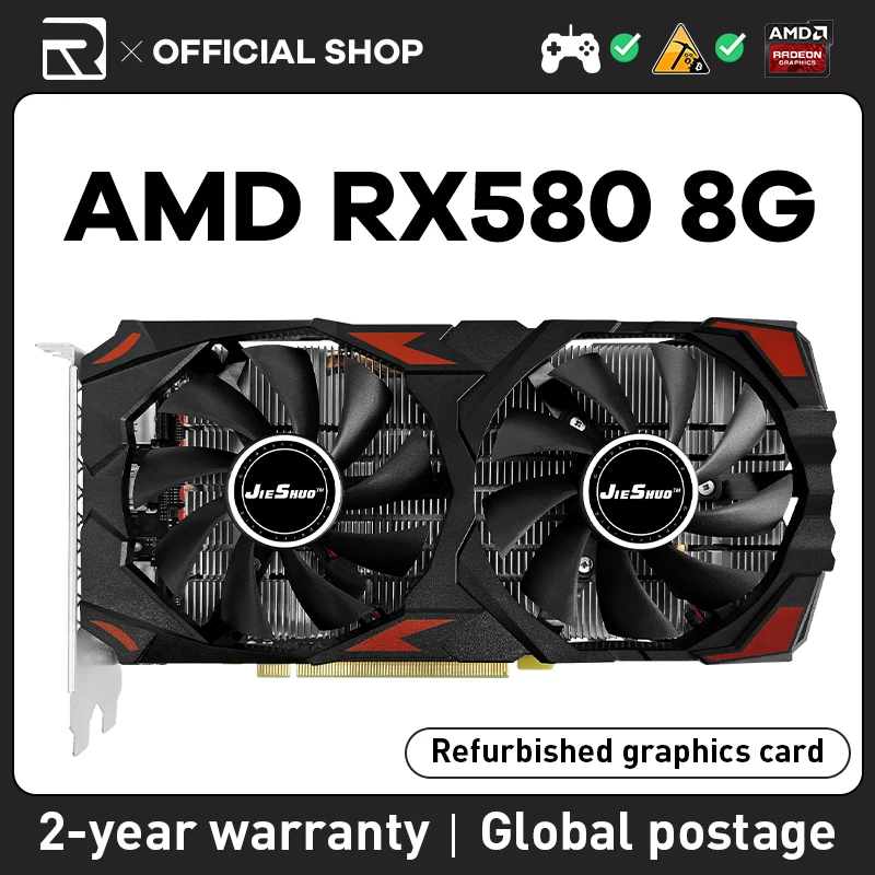 JIESHUO-Video-card-AMD-RX-580-8GB-2048SP-Gaming-graphics-card-GDDR5 ...