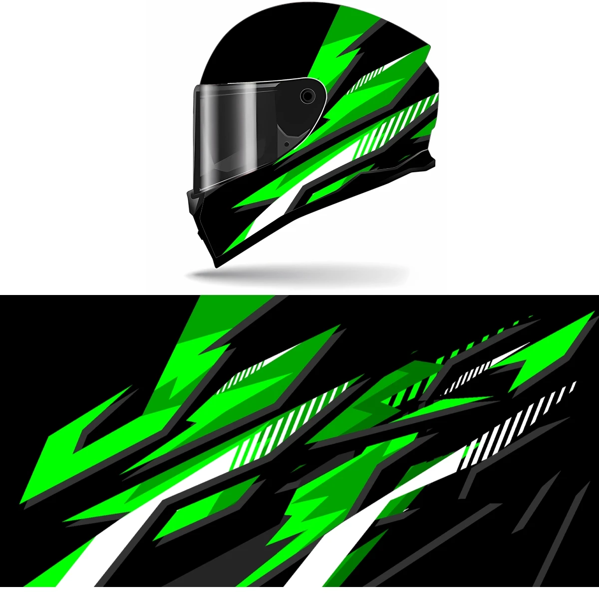 Green-abstract-lines-geometric-figures-Motorcycle-Helmet-Stickers-Self ...
