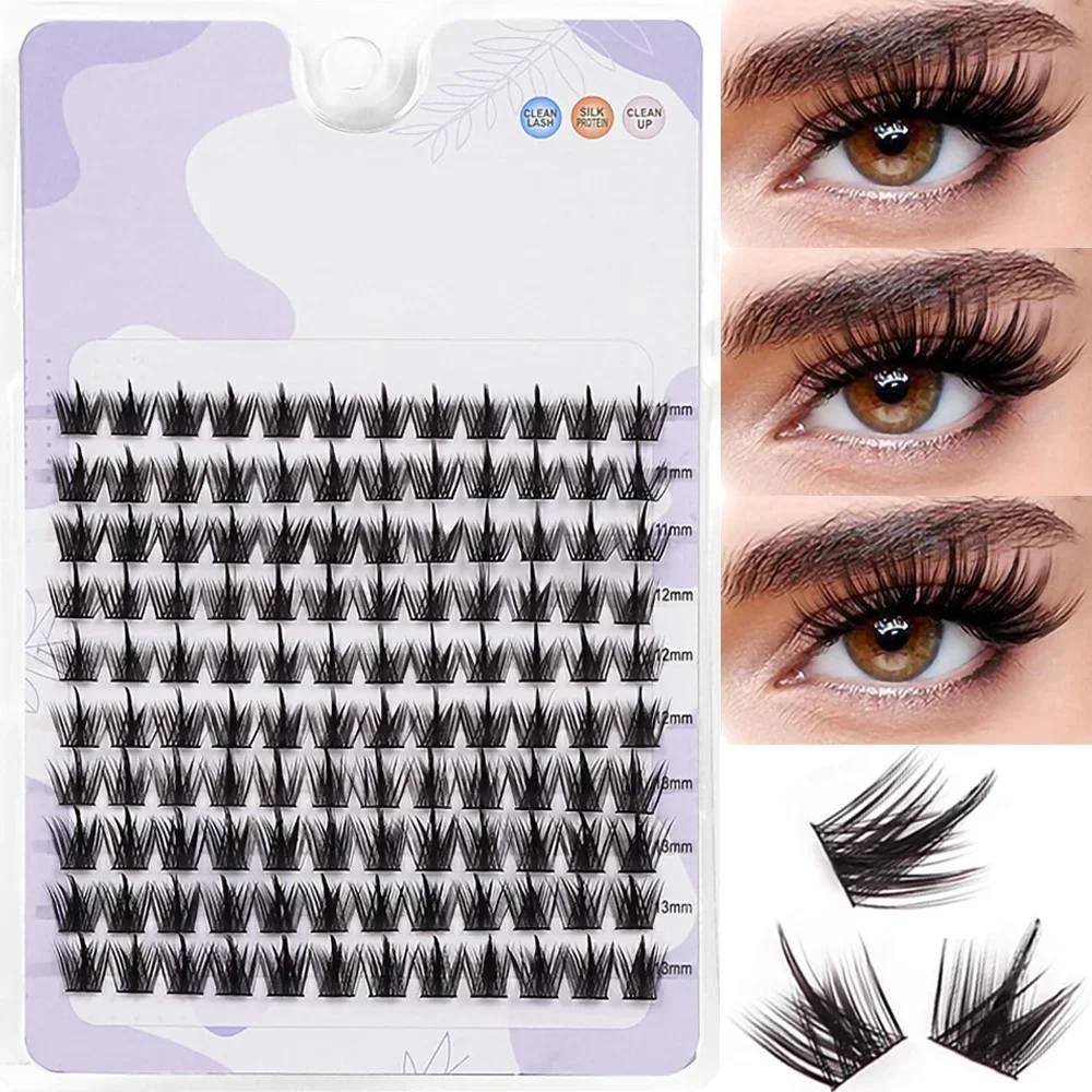 120-Cluster-Individual-False-Lashes-10-12-14-mm-Wispy-Fluffy-Fake ...
