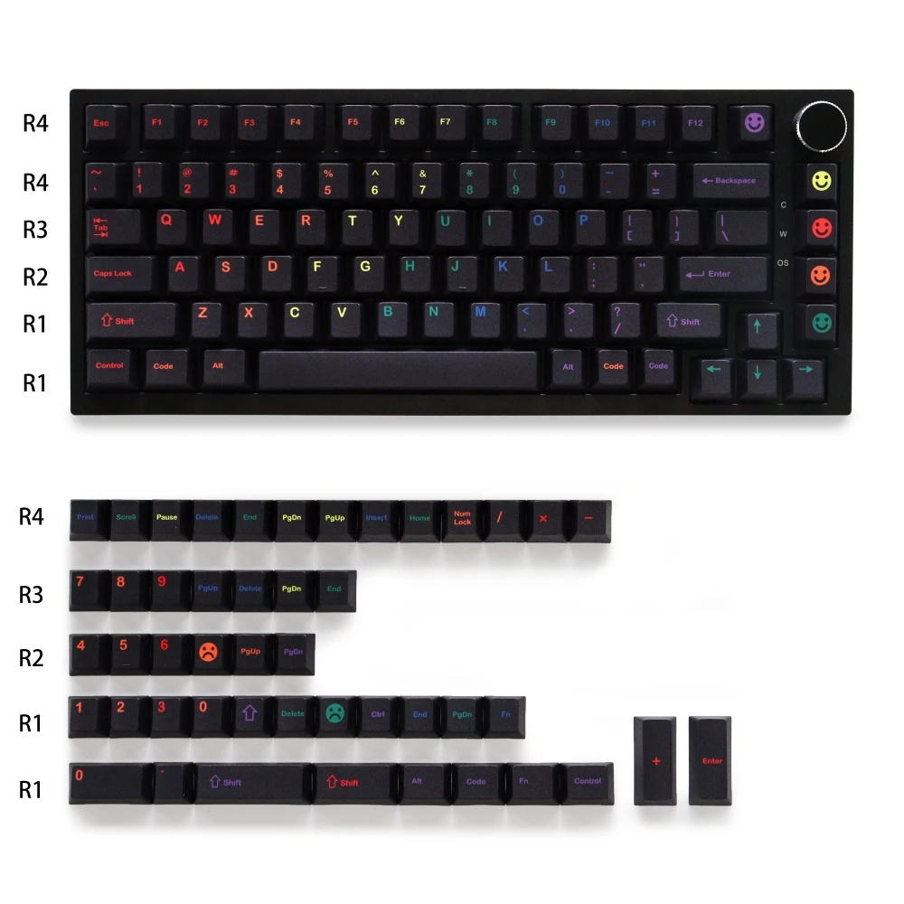 GMK Midnight Rainbow Keycaps PBT 129 teclas cinco teclas Dye-Sub Cherry ...