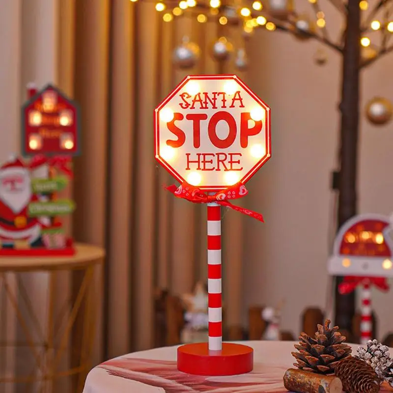 Creative Christmas Stop Sign LED Light Up Stop Sign Xmas Table ...