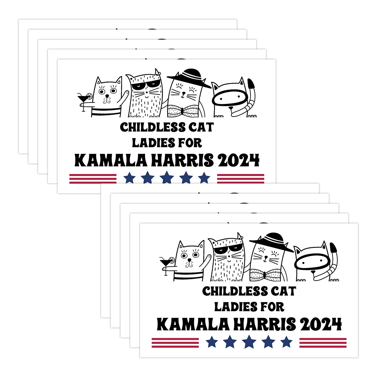 10pcs-Kamala-Harris-2024-Sticker-Vinyl-Decal-Childless-Cat-Lady-Ladies ...