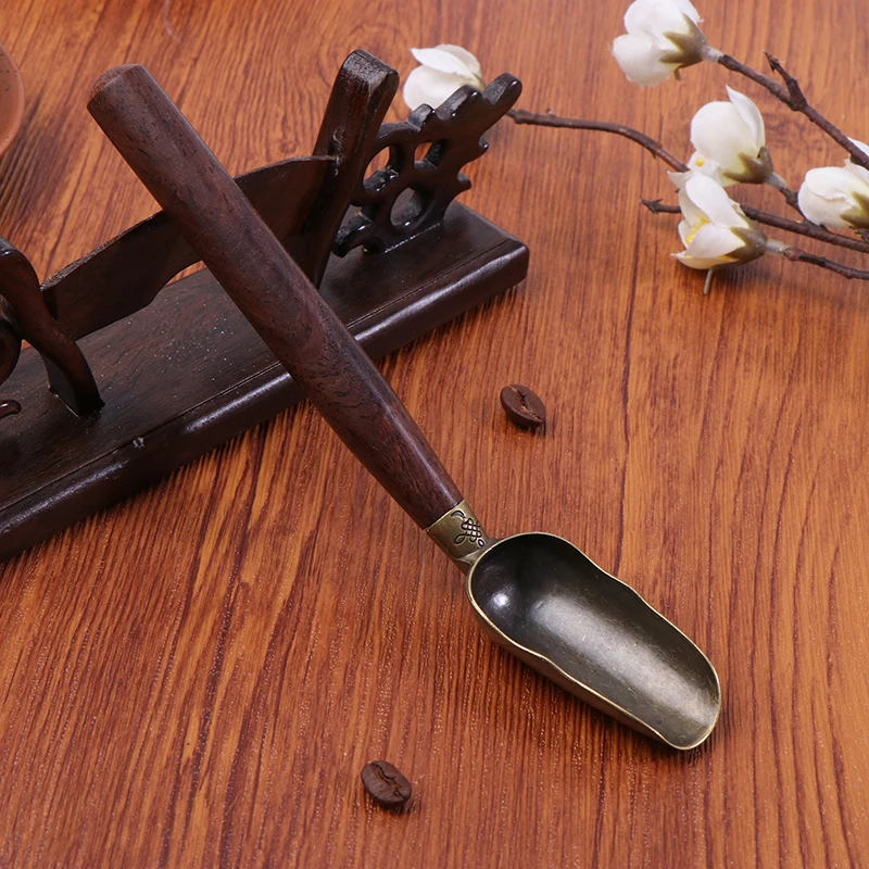 Wooden-Handle-Tea-Shovel-Tea-Spoon-Copper-Ebony-Coffee-Scoops-Tableware ...