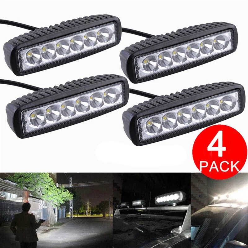 1-4Pcs-18w-6-LED-Car-Work-Light-DRL-Spotlight-High-Bright-Waterproof ...