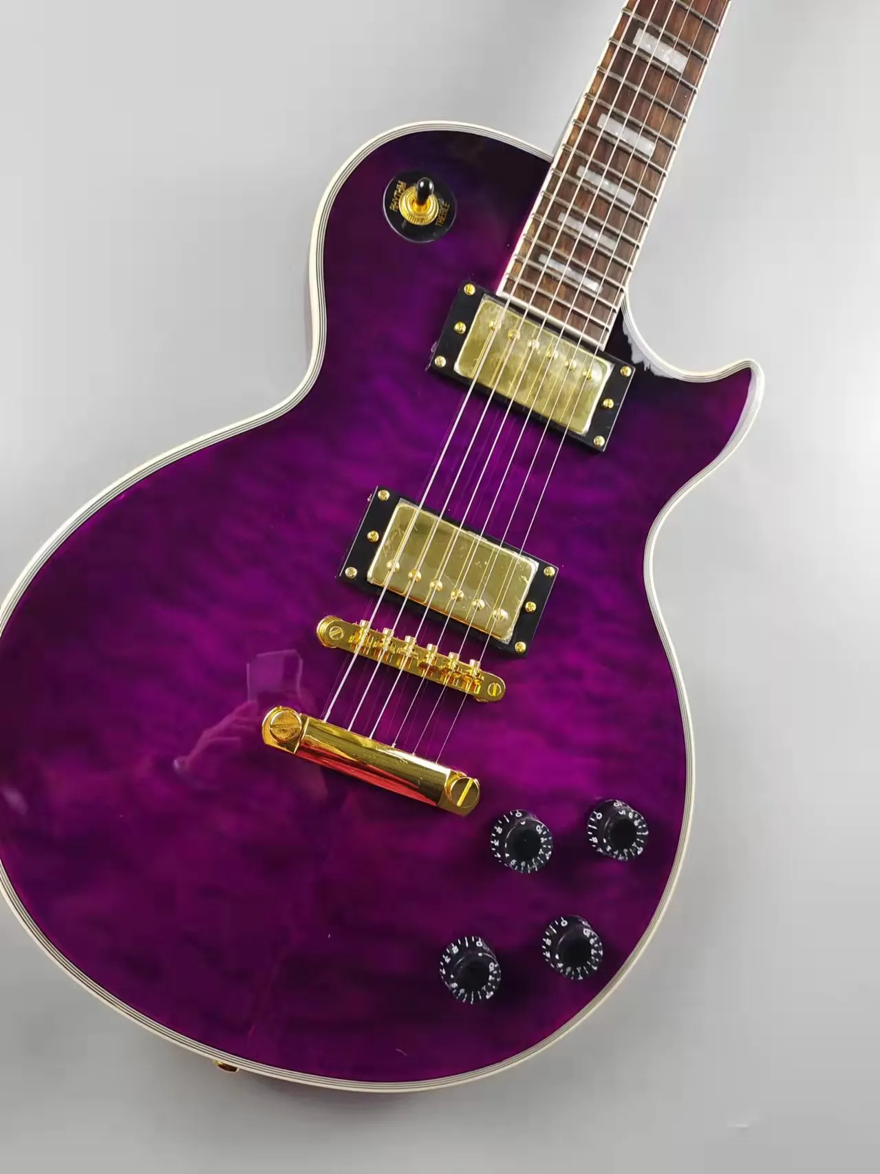 Customized-Electric-guitar-Kastone-purple-flower-good-paint-gold ...