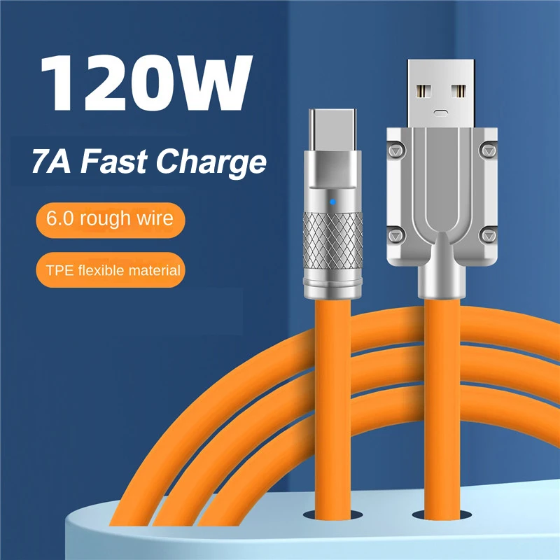 120W 7A USB Type C Cable Super Fast Charging Liquid Silicone Type C ...