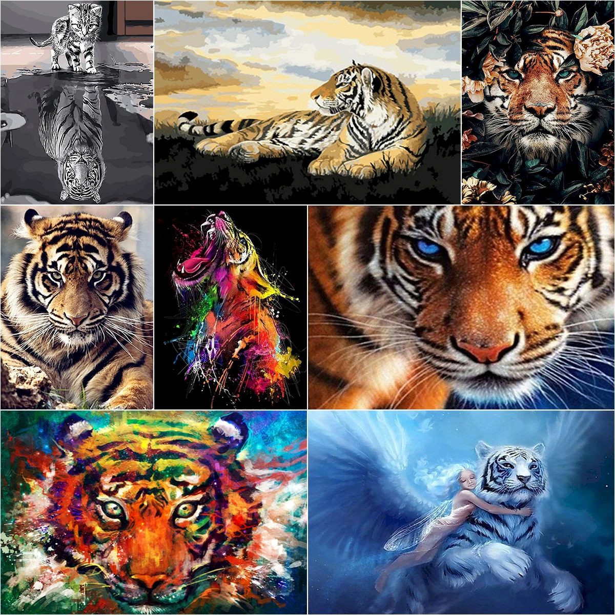 Oil-Painting-Fierce-Tiger-Personality-DIY-Full-Drill-Diamond-Decorative ...