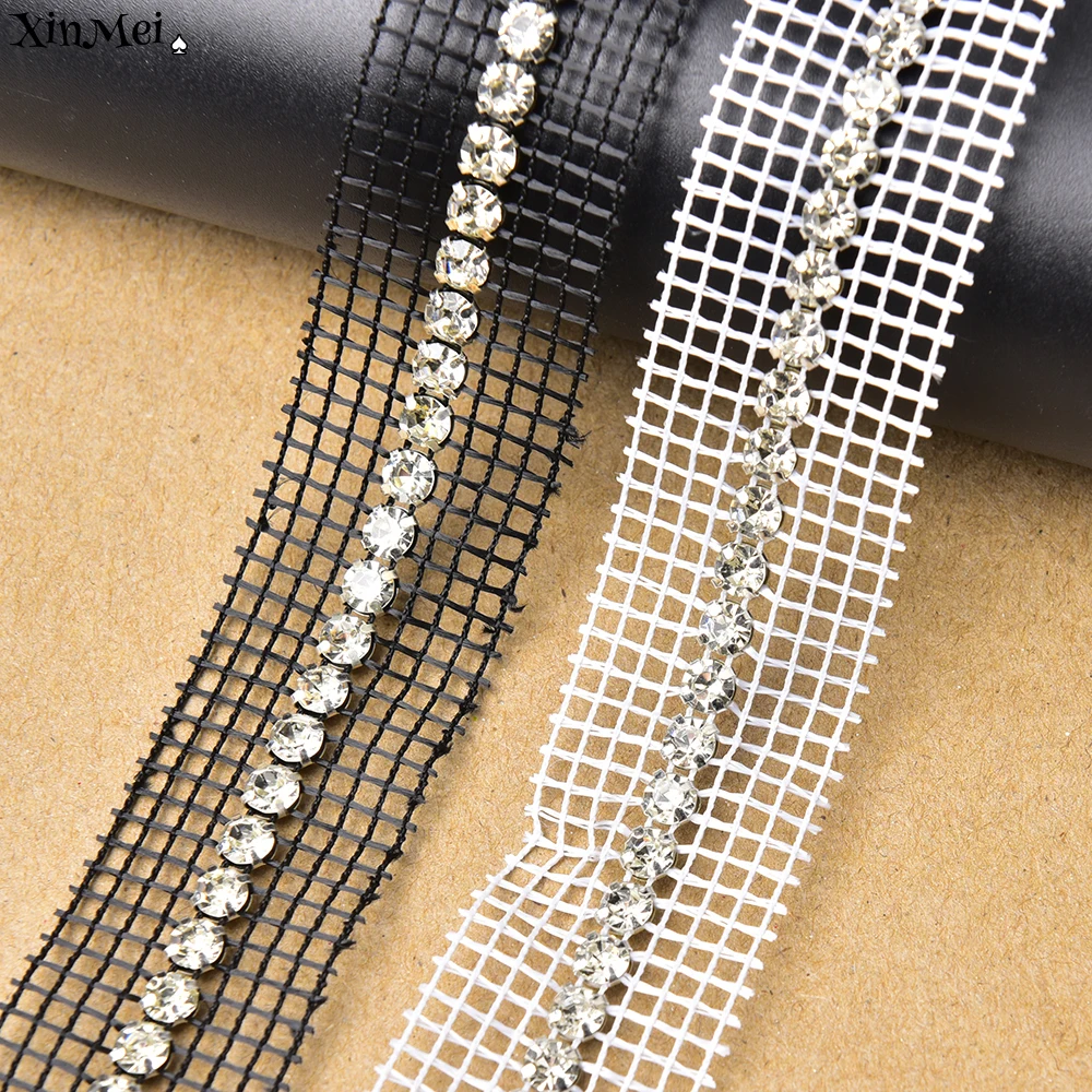 5-Yards-1-Row-Apparel-Rhinestone-Fabric-Trim-Sew-on-Shiny-Glass-Crystal ...