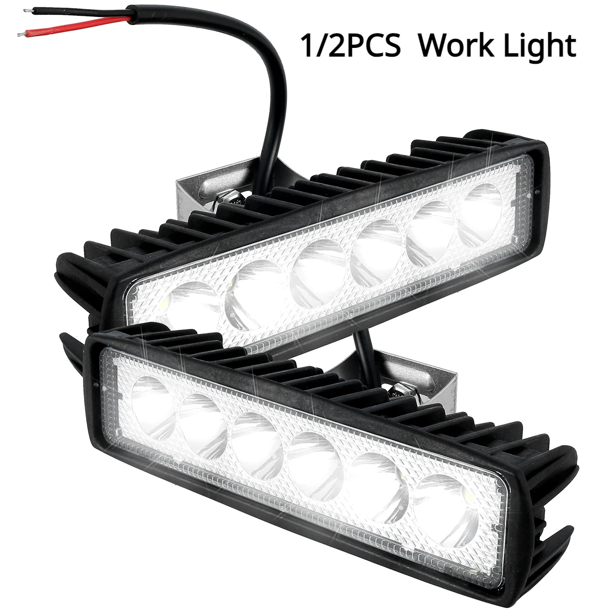 1-2Pcs-LED-Work-Light-Strip-Shape-Light-Bar-6000K-Flood-Spot-White-Off ...