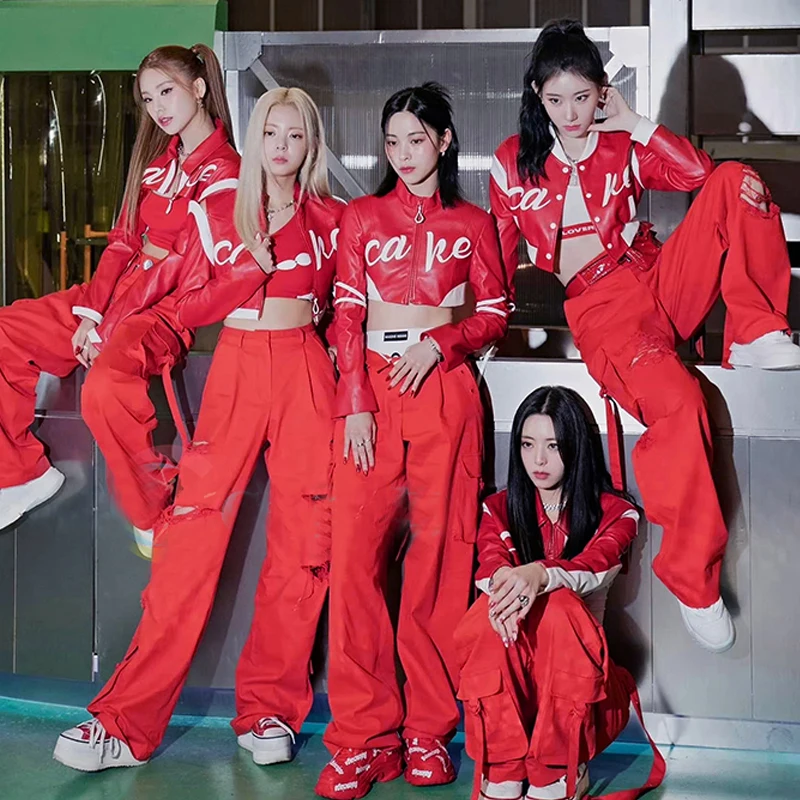 Women-Group-Kpop-Dancer-Outfit-Singer-Dancer-Jazz-Dance-Costume-Red-Hip ...