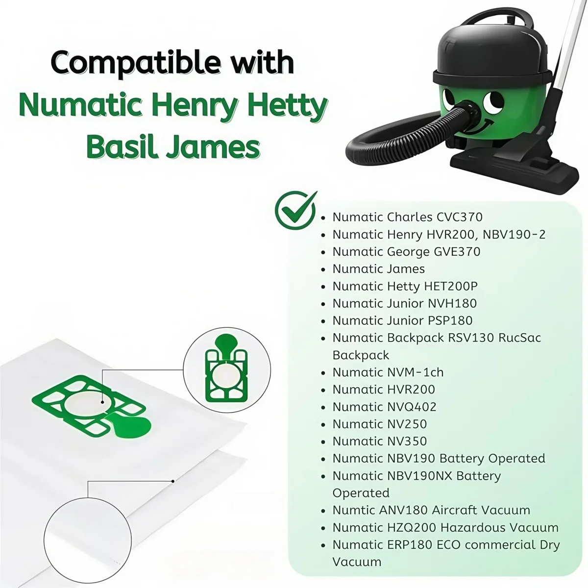Genuine Henry Vacuum Cleaner Bags 20 Pack 20-Pack Genuine Numatic ...
