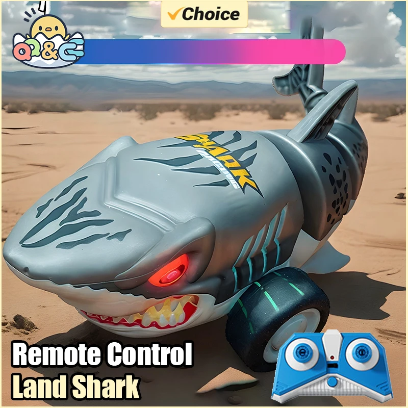 2.4G RC Shark Car With Cool Light Stunt Rotating Swing Tail Children's ...